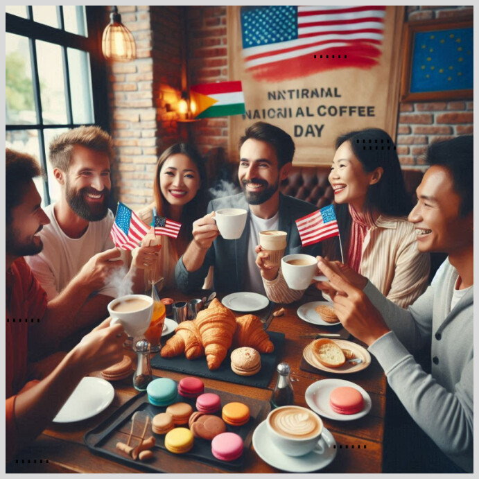 Plantilla de Brown Maximalist National Coffee Day Instagr | PosterMyWall