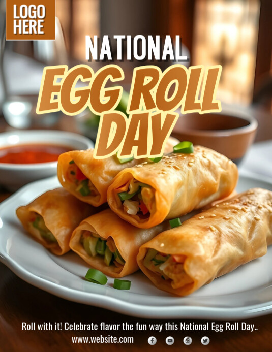 Brown Maximalist National Egg Roll Day Flyer (us Letter) Templat ...