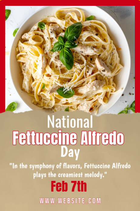 Brown Maximalist National Fettuccine Alfredo Day Poster Templat ...