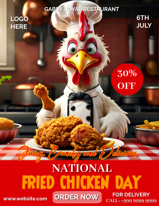 Copy of Brown Maximalist National Fried Chicken Day | PosterMyWall