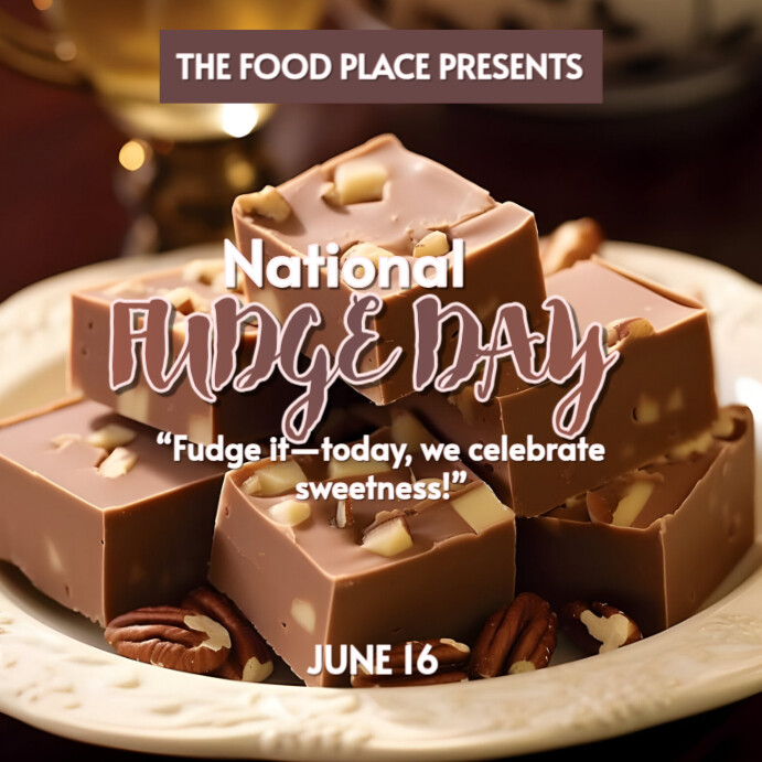 Copy of Brown Maximalist National Fudge Day Instagram Post | PosterMyWall
