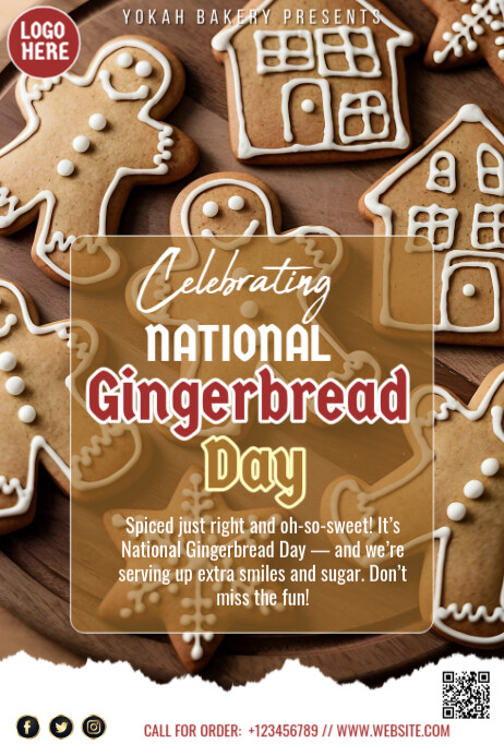 Copy of Brown Maximalist National Gingerbread Day Poster | PosterMyWall
