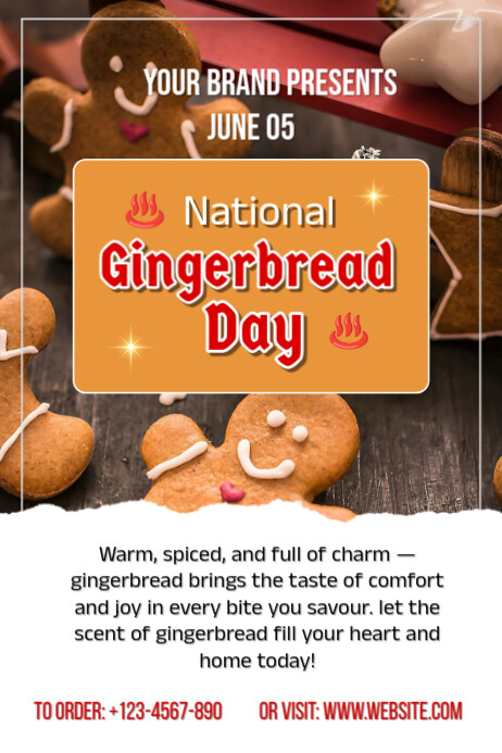 Brown Maximalist National Gingerbread Day Poster Template | PosterMyWall