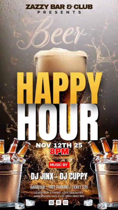 Brown Maximalist National Happy Hour Day Club Party Video Flyer/poster ...