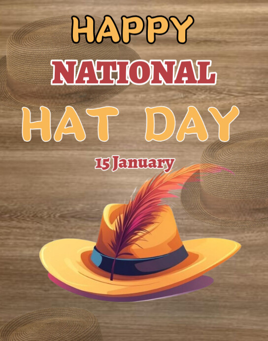 Brown Maximalist National Hat Day Poster/wallboard Template | PosterMyWall