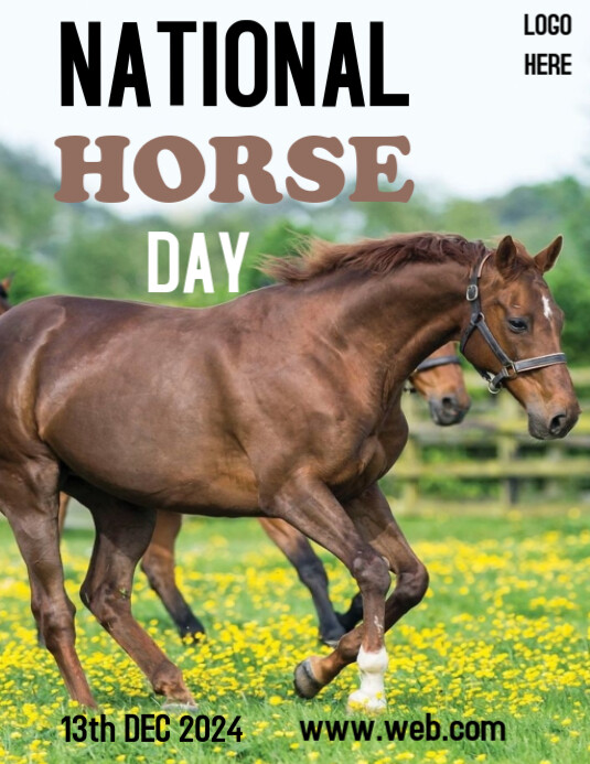 Brown Maximalist National Horse Day Flyer (us Letter) Template | PosterMyWall