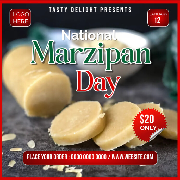 Brown Maximalist National Marzipan Day Instagram Post Template ...