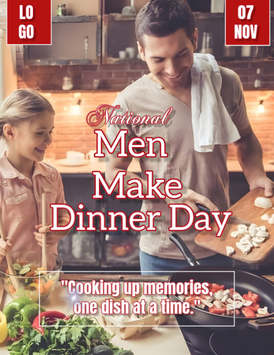 Brown Maximalist National Men Make Dinner Day Flyer (us Letter ...