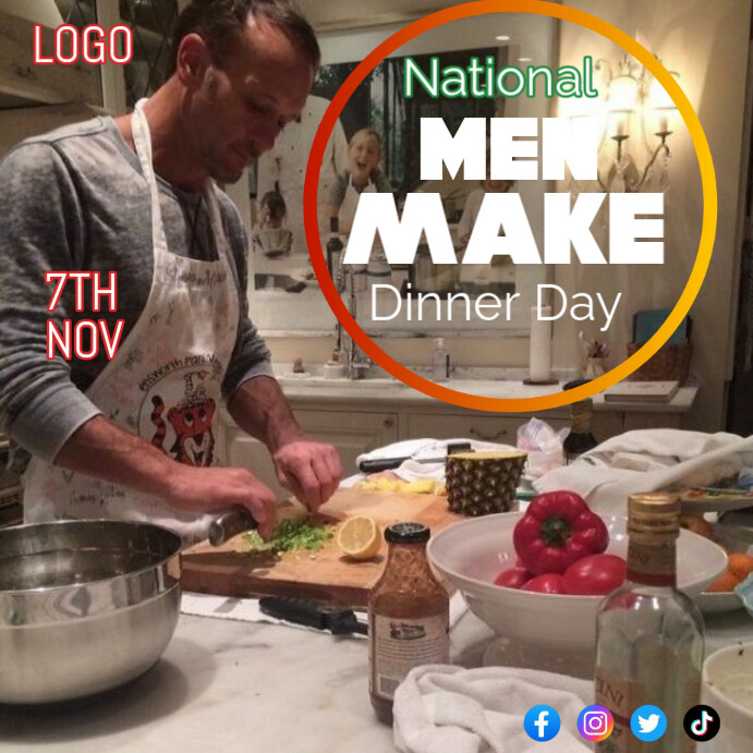 Brown Maximalist National Men Make Dinner Instagram Post Template ...