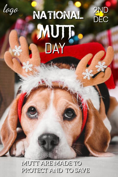 Brown Maximalist National Mutt Day Flyer Poster Template | PosterMyWall