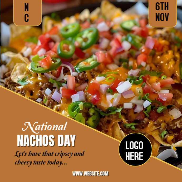 Plantilla de Brown Maximalist National Nachos Day Celebration Instagram ...