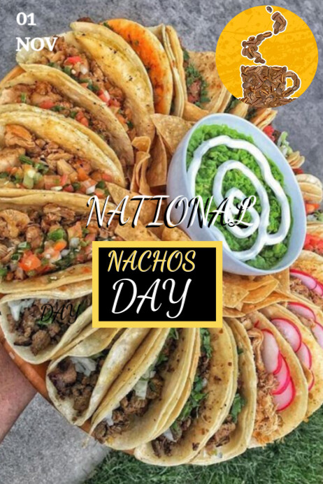 Brown Maximalist National Nachos Day Poster Template | PosterMyWall