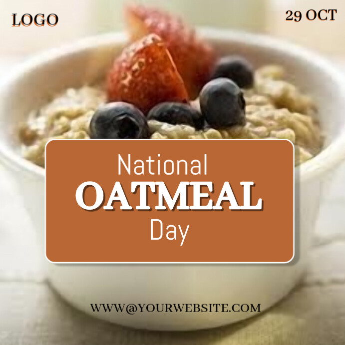 Copy of Brown Maximalist National Oatmeal Day Online Design Flyer ...