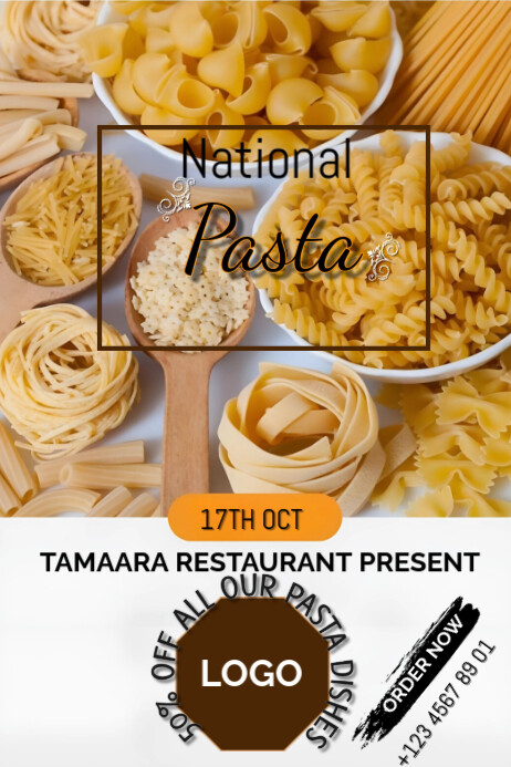 Brown Maximalist National Pasta Day Poster Template | PosterMyWall