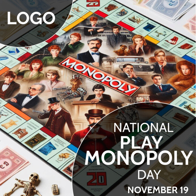Plantilla de Brown Maximalist National Play Monopoly Day Instagram Post ...
