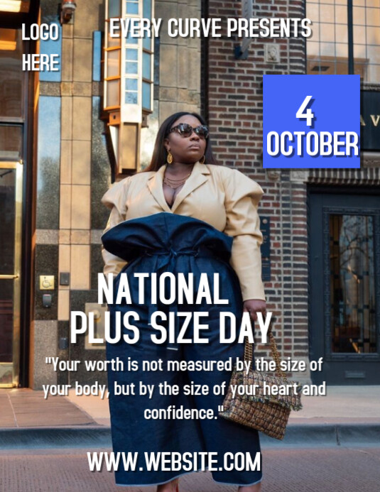 Plantilla de Brown Maximalist National Plus Size Flyer (us Letter) | PosterMyWall