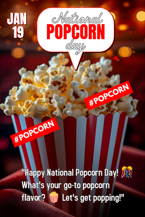 Brown Maximalist National Popcorn Day Poster Template | PosterMyWall