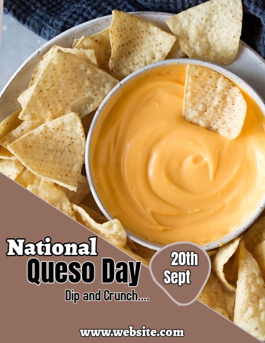 Brown Maximalist National Queso Day Flyer (us Template | PosterMyWall