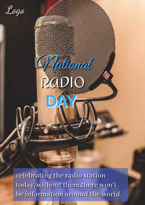 Brown Maximalist National Radio Day A4 Template | PosterMyWall