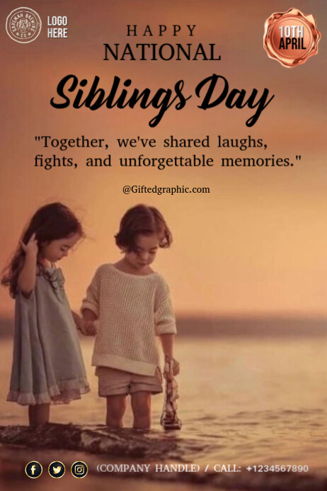 Modèle Brown Maximalist National Siblings Day Poster | PosterMyWall