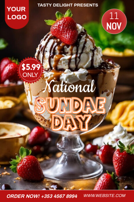 Plantilla de Brown Maximalist National Sundae Day Poster | PosterMyWall