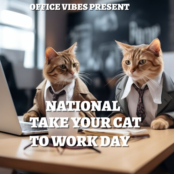 Brown Maximalist National Take Your Cat To Wo Template | PosterMyWall