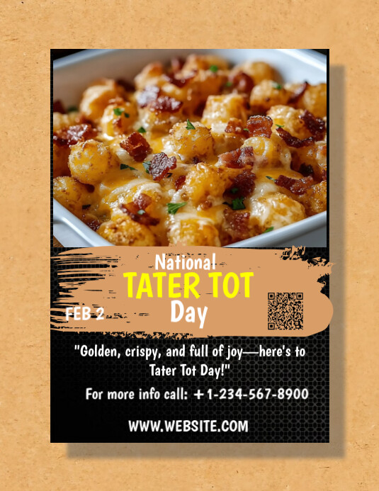 Copy of Brown Maximalist National Tater Tot Day Flyer (us Letter ...