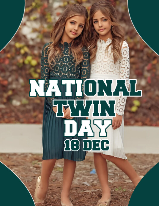 Brown Maximalist National Twin Day Flyer (us Letter) Template | PosterMyWall