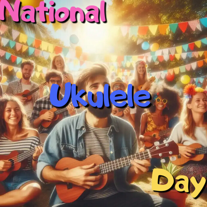 Copy of Brown Maximalist National Ukulele Day Instagram Post | PosterMyWall