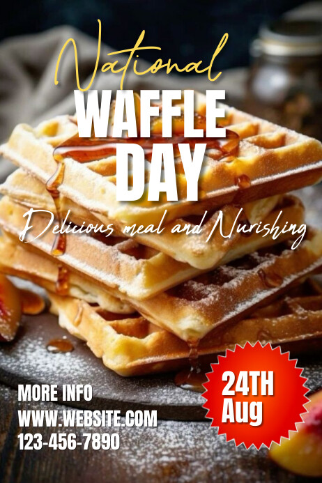Plantilla de Brown Maximalist National Waffle Day Flyer Po | PosterMyWall