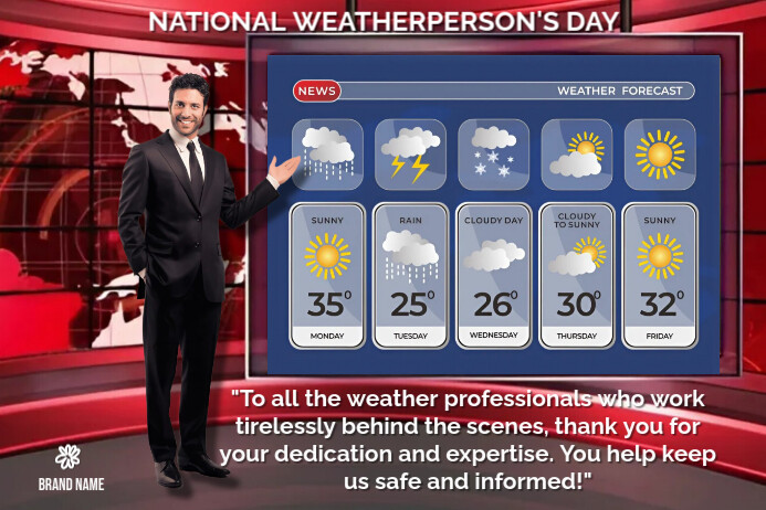 Brown Maximalist National Weatherperson's Day Poster Template ...