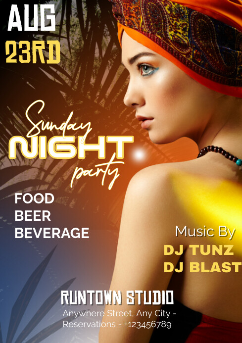 Brown Maximalist Neon Modern Night Party Post Template | PosterMyWall