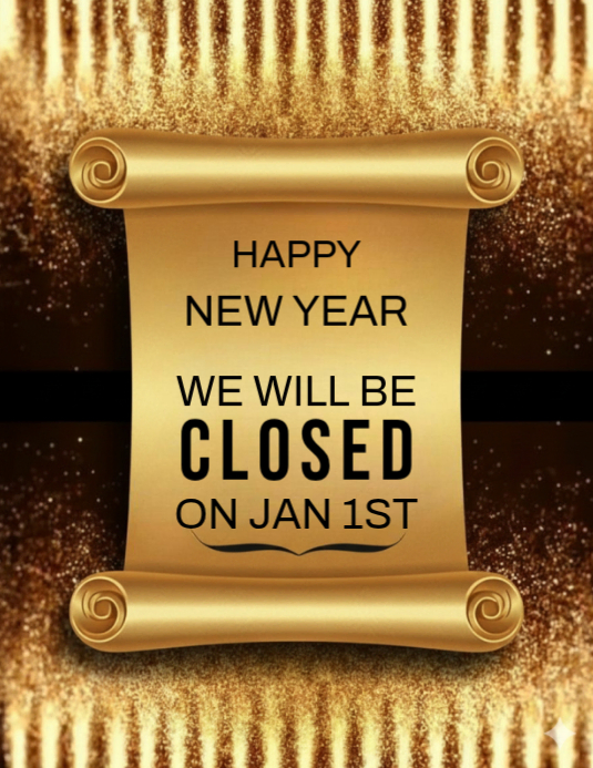 Brown Maximalist New Year's Closed Notice Flyer (us Letter) Template ...
