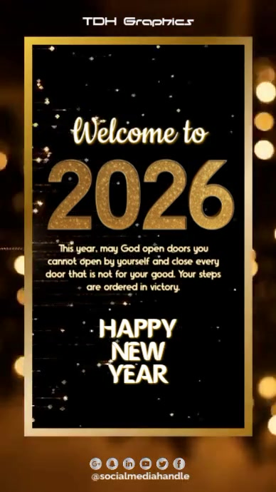 Brown Maximalist New Year 2026 Countdown Video Template Digital Display ...