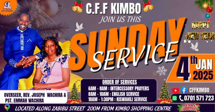 Brown Maximalist New Year 2026 Sunday Service Facebook Event Cover ...