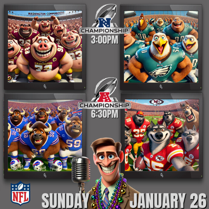 Copy of Brown Maximalist Nfl Playoff Cartoon 2025 Instagram Post ...