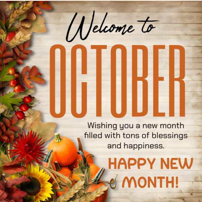 Brown Maximalist October Greetings Instagram Post Template | PosterMyWall