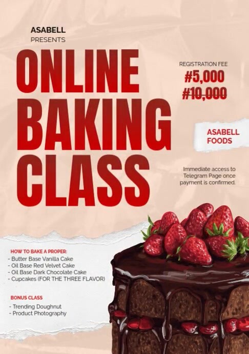 Brown Maximalist Online Baking Class Poster A3 Template | PosterMyWall