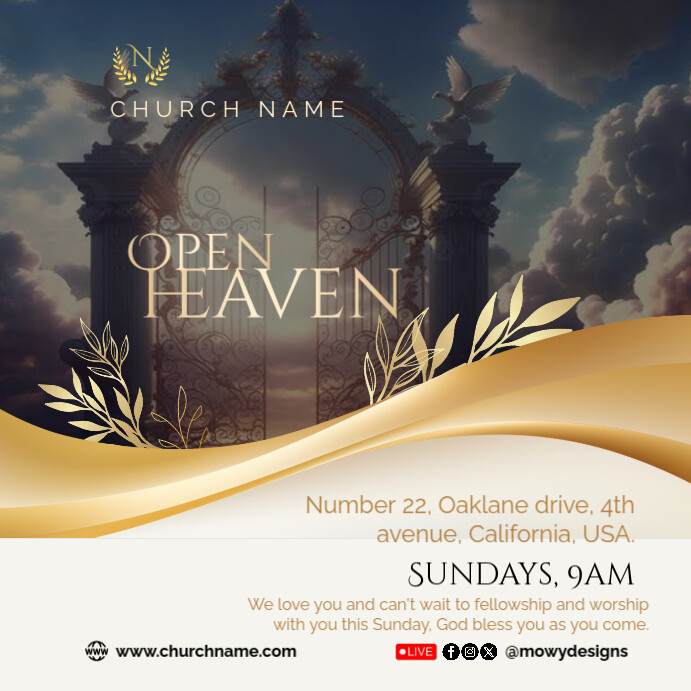 Copy of Brown Maximalist Open Heaven Church Invitation Instagram Post ...