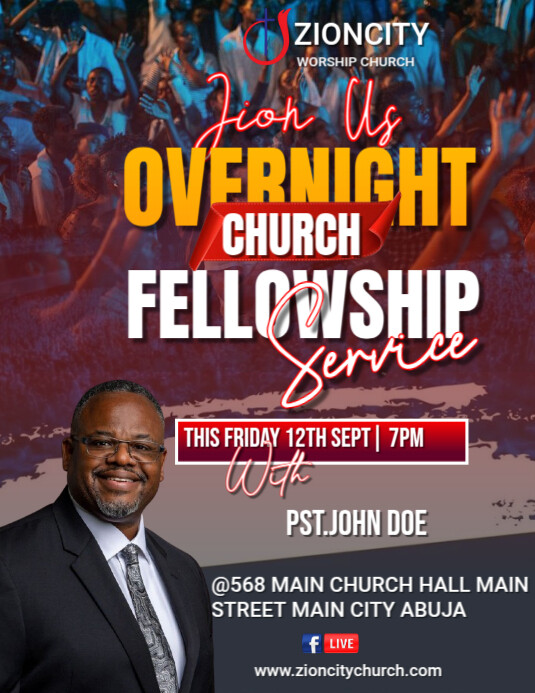 Brown Maximalist Overnight Church Fellowship Service Flyer (us Letter ...