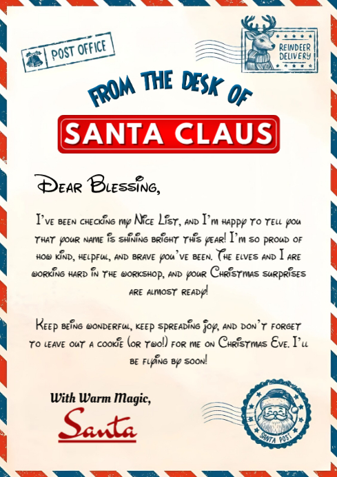 Brown Maximalist Personalized Santa Claus Letter | Cute Christmas ...
