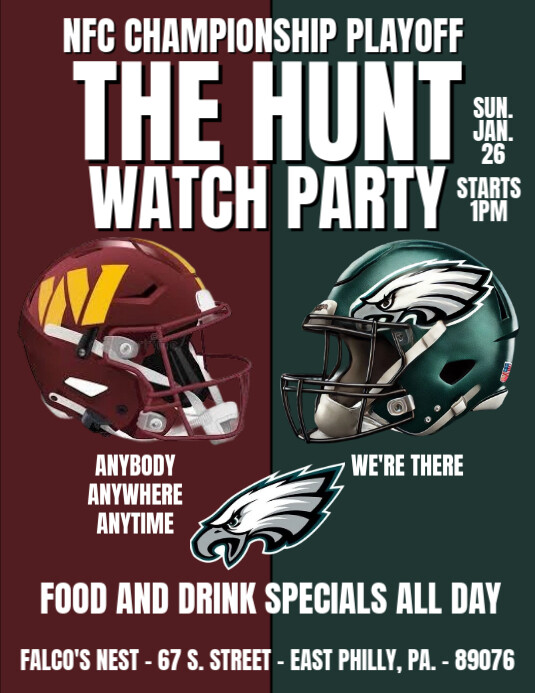 Copy of Brown Maximalist Philadelphia Eagles Watch Party Flyer (us ...