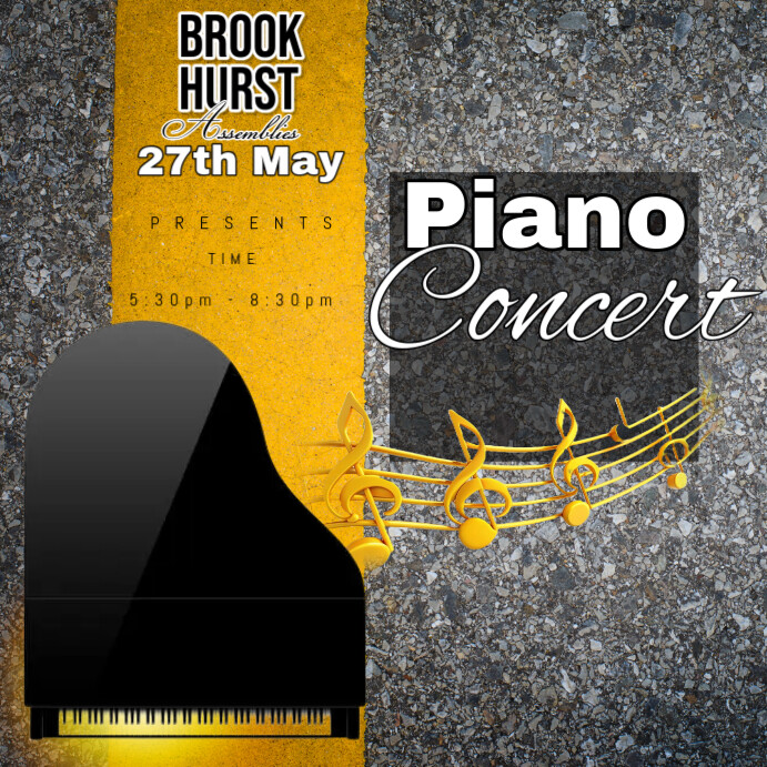 Brown Maximalist Piano Concert Instagram Post Template | PosterMyWall