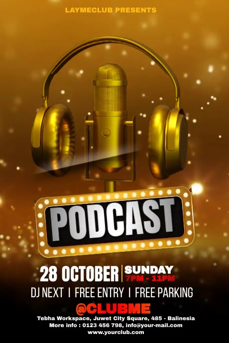 Brown Maximalist Podcast Yellow Poster Template | PosterMyWall