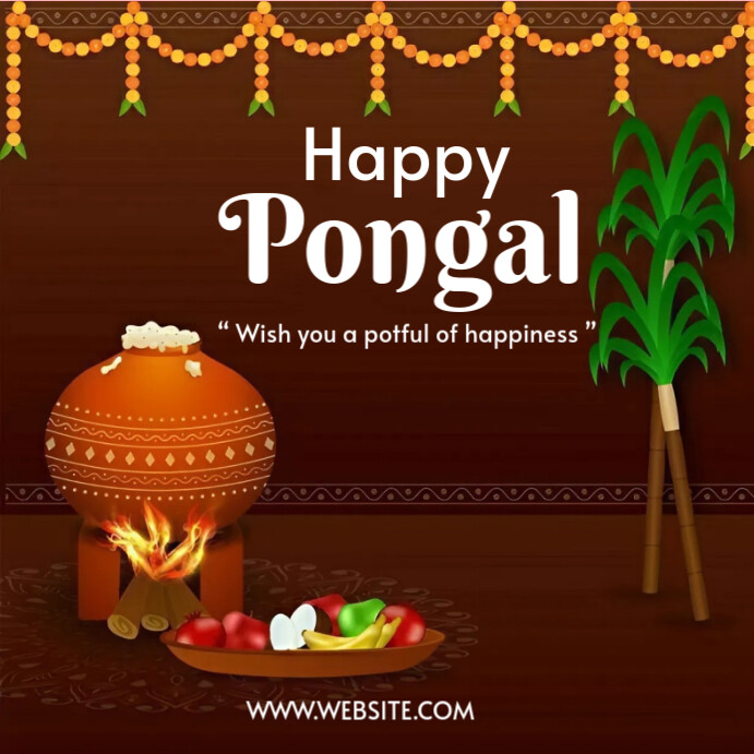 Brown Maximalist Pongal Design Template Instagram Post | PosterMyWall