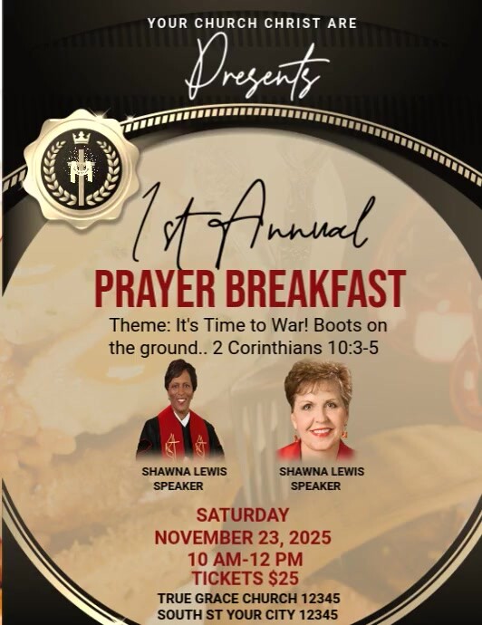 Copy of Brown Maximalist Prayer Breakfast Flyer (us Letter) | PosterMyWall