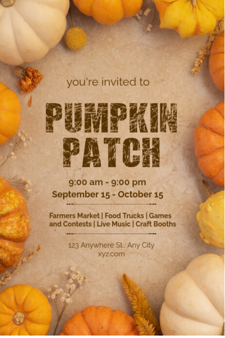 Brown Maximalist Pumpkin Patch Poster Template | PosterMyWall