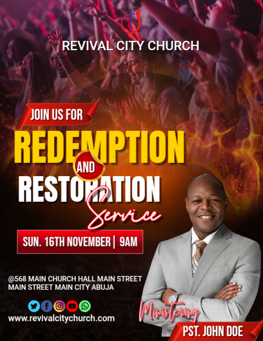 Copy of Brown Maximalist Redemption And Restoration Service Flyer (us ...