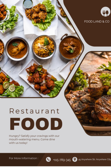 Brown Maximalist Restaurant Poster Template | PosterMyWall