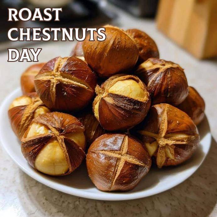 Brown Maximalist Roast Chestnuts Day Instagram Post Template | PosterMyWall